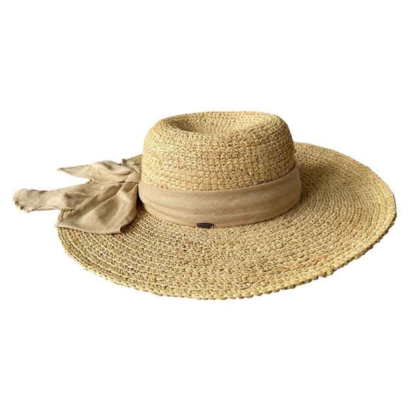 Scala | Accessories | Scala Natural Straw Wide Brim Sun Hat With Tan ...